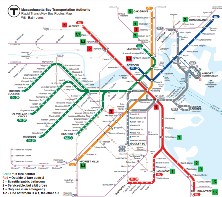 The Unofficial MBTA Bathroom Map! | Miles in Transit